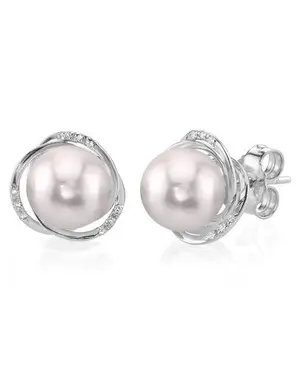The Pearl Source Akoya Pearl And Diamond Lexi Earrings - White Gold