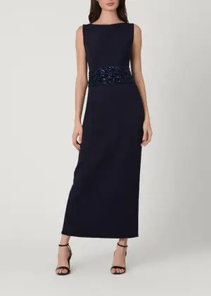 Shoshanna Midnight Diamond Sequin Mesh Sia Dress - Navy