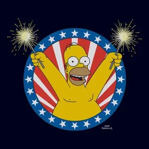 THE SIMPSONS Festive Homer Portrait Graphic T-shirt