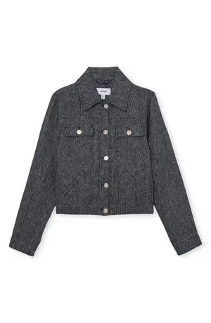 REISS Bree Linen & Cotton Cropped Jacket