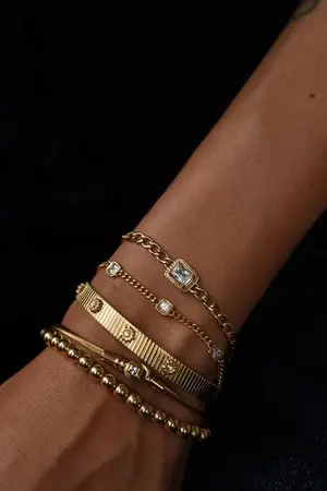 BEADS BY TARA Fill Daisy Cuff Bracelet With Cubic Zirconia