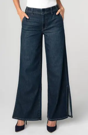LIVERPOOL Weekend Side Slit Wide Leg Jeans - Duskfall