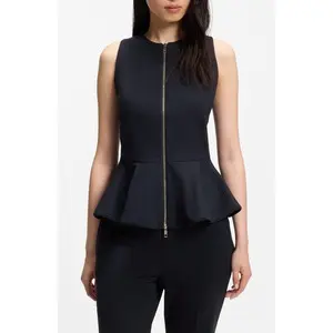 BOSS Julorna Zip Front Peplum Top - Sky Captain