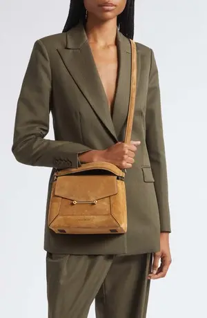 Strathberry Mosaic Suede Top Handle Bag - Toffee/espresso
