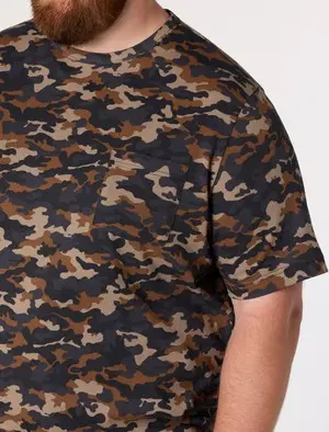 HARBOR BAY BY DXL Big & Tall Camo Print Pocket T-shirt