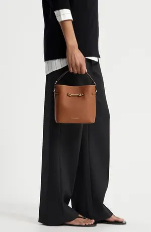Strathberry Mini Corda Leather Bucket Bag - Chestnut