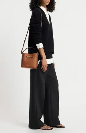 Strathberry Mini Corda Leather Bucket Bag - Chestnut