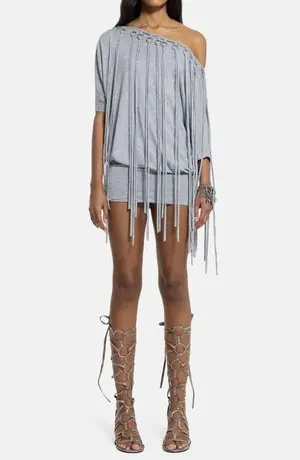 JADED LONDON Ophidian Fringe Jersey Minidress