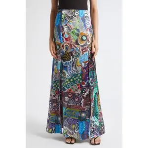 HEIRLOME Florence Print Silk Shantung Maxi Skirt - Multicolor