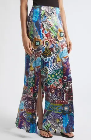HEIRLOME Florence Print Silk Shantung Maxi Skirt