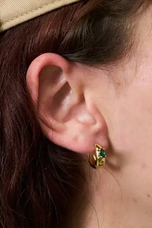 BEADS BY TARA Emerald Hoop Earrings