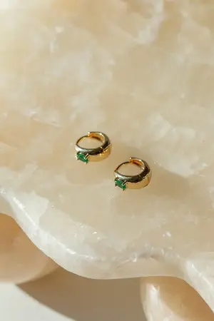 BEADS BY TARA Emerald Hoop Earrings