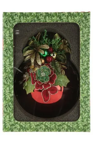 MARK ROBERTS Floral Jeweled Ornament - Red