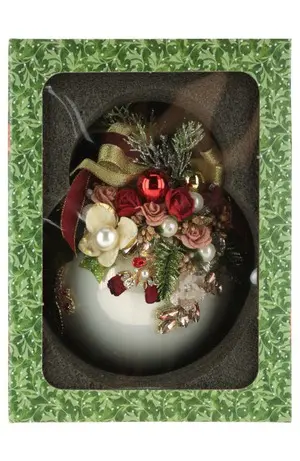 MARK ROBERTS Floral Jeweled Ornament - White