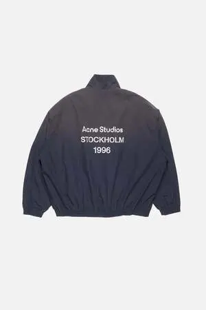 Acne Studios Logo Printed Zip-up Jacket - Navy Blue