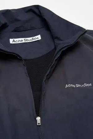 Acne Studios Logo Printed Zip-up Jacket - Navy Blue