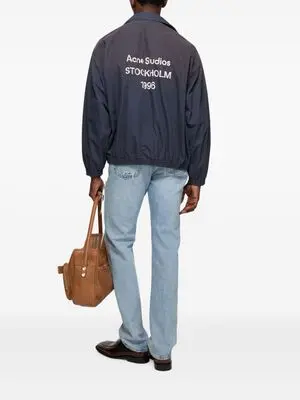 Acne Studios Logo Printed Zip-up Jacket - Navy Blue