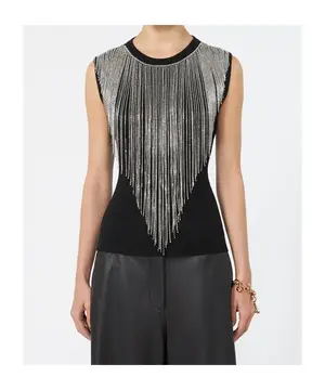 Sportmax Embellished Sleeveless Knit Top - Black