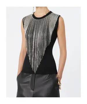 Sportmax Embellished Sleeveless Knit Top - Black