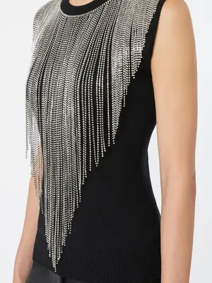 Sportmax Embellished Sleeveless Knit Top - Black