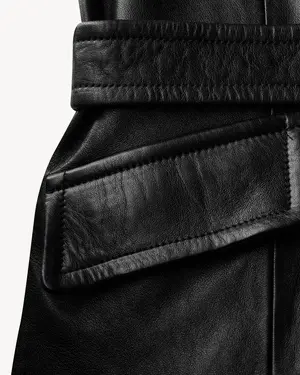 Saint Laurent Belted Jacket In Lambskin