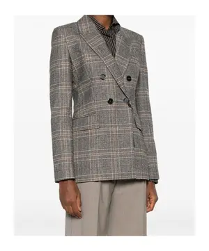 Pinko Checked Double-breasted Fitted Jacket