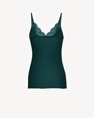 Saint Laurent Laced Tank Top In Ribbed Silk