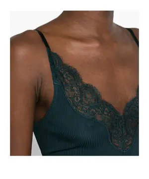 Saint Laurent Lace-trimmed Ribbed Camisole Top