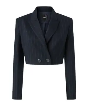 Pinko Double-breasted Cropped Blazer - Black
