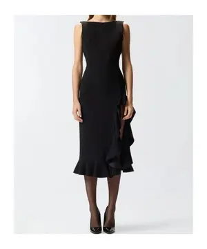 Pinko Off-the-shoulder Midi Dress With Ruffled Accents