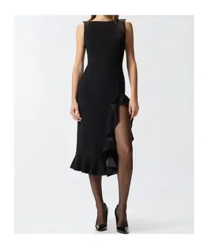 Pinko Off-the-shoulder Midi Dress With Ruffled Accents