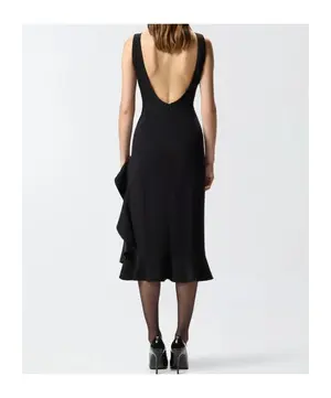 Pinko Off-the-shoulder Midi Dress With Ruffled Accents