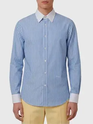 Dior Contrast Collar Striped Long-sleeve Shirt