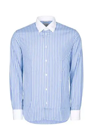 Dior Contrast Collar Striped Long-sleeve Shirt