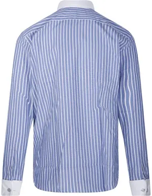 Dior Contrast Collar Striped Long-sleeve Shirt