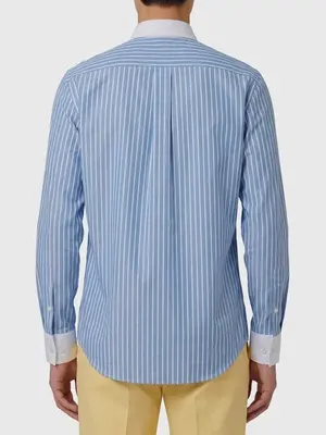 Dior Contrast Collar Striped Long-sleeve Shirt