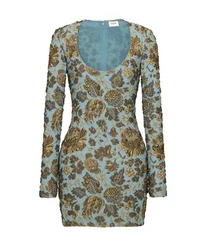 Saint Laurent Low-cut Mini Dress - Blue