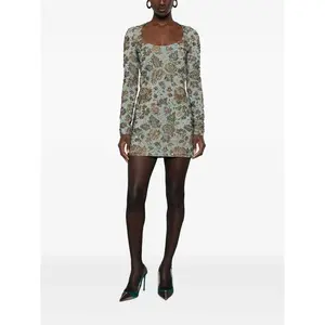Saint Laurent Long-sleeved V-neck Mini Dress - No