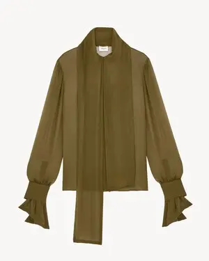 Saint Laurent Silk-crepe Muslin Tie Shirt