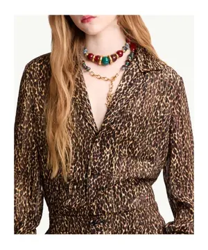 Saint Laurent Leopard Print Pajama Blouse