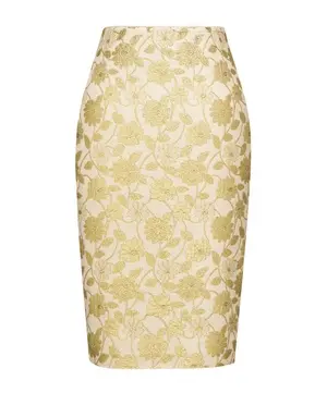 Saint Laurent Brocade Midi Skirt - Nude