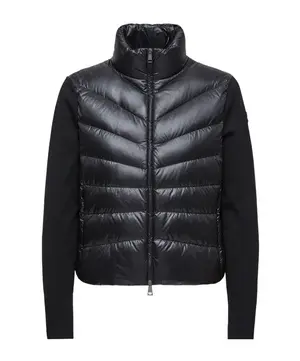Moncler Padded Wool Zip-up Cardigan - Black