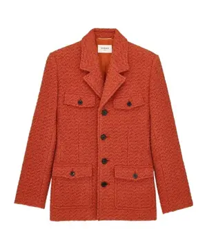 Saint Laurent Single-breasted Jacket In Tweed - Brown