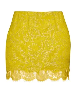 Saint Laurent Baroque Mini Skirt In Jacquard And Lace - Yellow