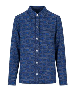 LAURA URBINATI Geometric Print Long-sleeved Pajama Top