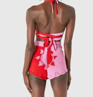 MARINE SERRE Crochet Knit Shorts