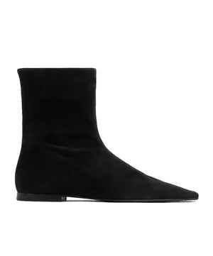 TOTEME Zipped Suede Pointed-toe Boots - Black