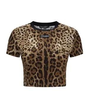 Dolce & Gabbana Leopard Print Crewneck T-shirt - Black