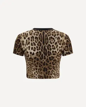 Dolce & Gabbana Leopard Print Cropped T-shirt - Black