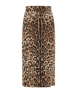 Dolce & Gabbana Leopard Print Midi Skirt - Black